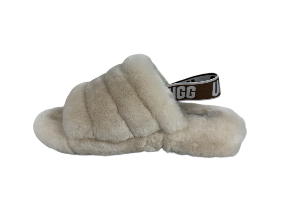 UGG Fluff Yeah Womens US 8 Beige Fur Sheepskin Slide Slippers Shoes ...