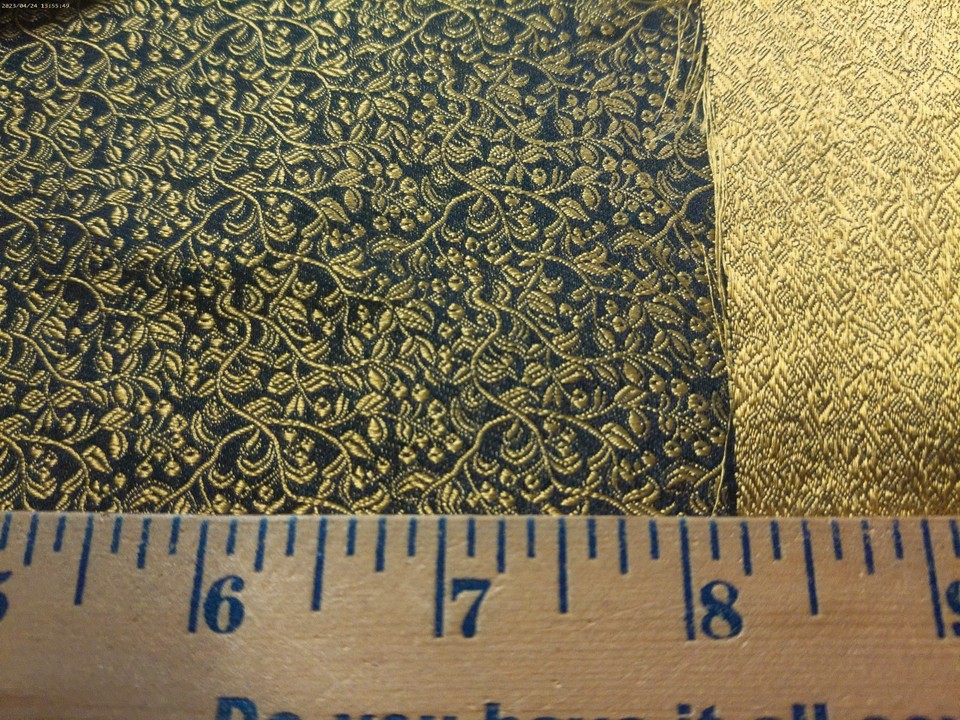 100% SILK BROCADE~MICRO VINE/BERRY DESIGN~GOLD/BLACK~9.5"x20"~JAPAN | eBay
