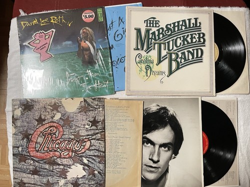 Lot of 4 LP Records James Taylor David Lee Roth Chicago Marshall Tucker ...