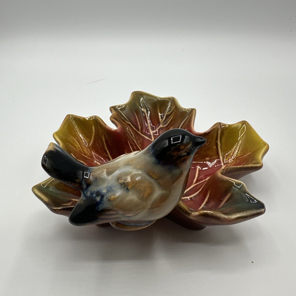Creative Co-Op Bird Maple Leaf Trinket Dish Tray Ashtray Candy ...