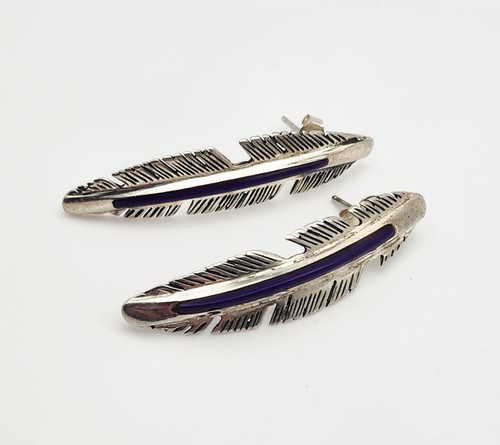 Vintage Sterling Silver Purple Charoite Native Feather Post Back ...