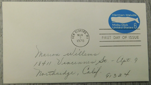 1st Day Issue Herman Melville Moby Dick New Bedford MA 1970 Stamp ...