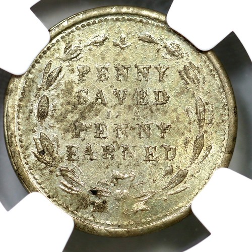 (1861-65) F-54/430 j R-8 NGC MS 64 PENNY SAVED PENNY EARNED Civil War ...