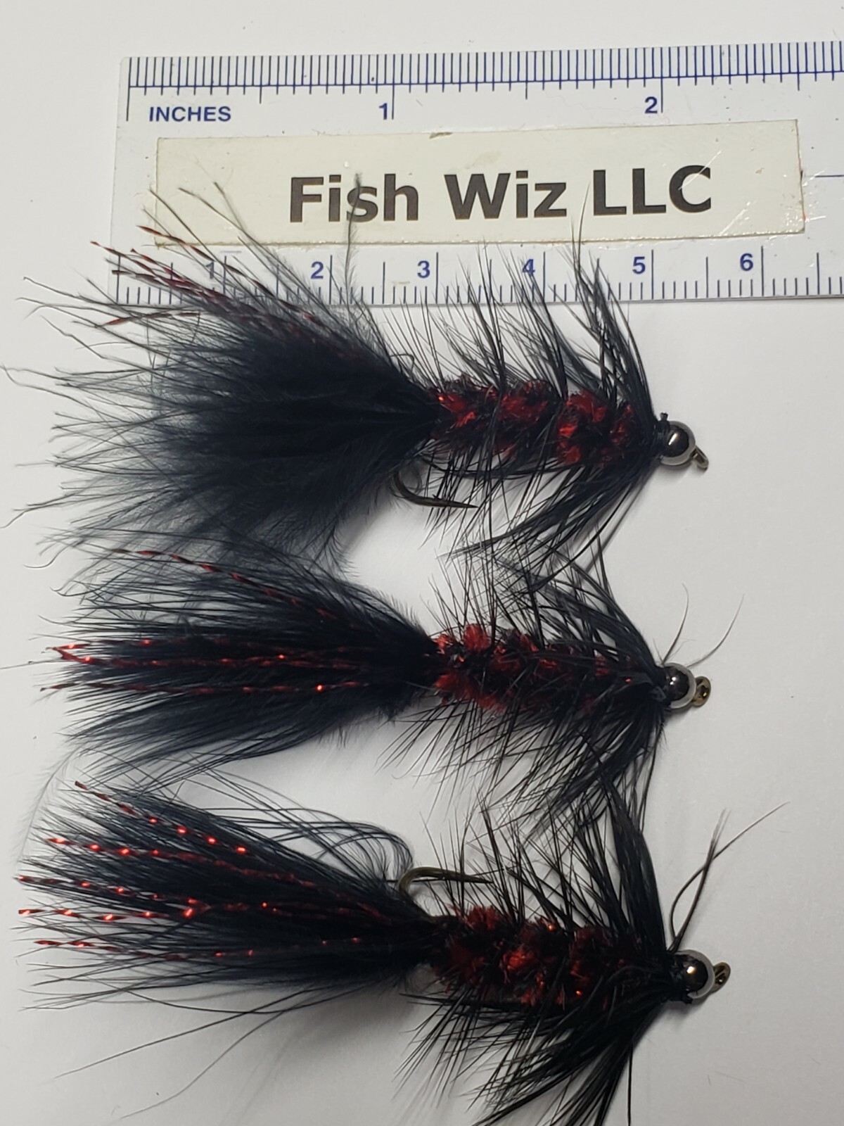 Woolly Bugger Black with Red Flash Bead Head Size 6 (per 3) | eBay