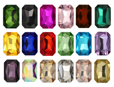 Mixed Colors Point Back Crystals Rhinestone Long Octagonal Fancy Glass ...