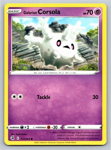 Galarian Corsola 117/264 Common Fusion Strike Pokemon Card - NM Near ...