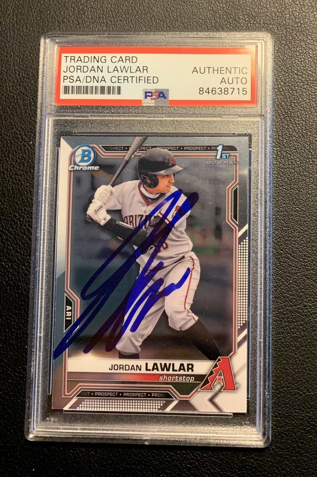JORDAN LAWLAR Signed 2021 BOWMAN CHROME PROSPECT 1ST Auto PSA/DNA AUTH ...