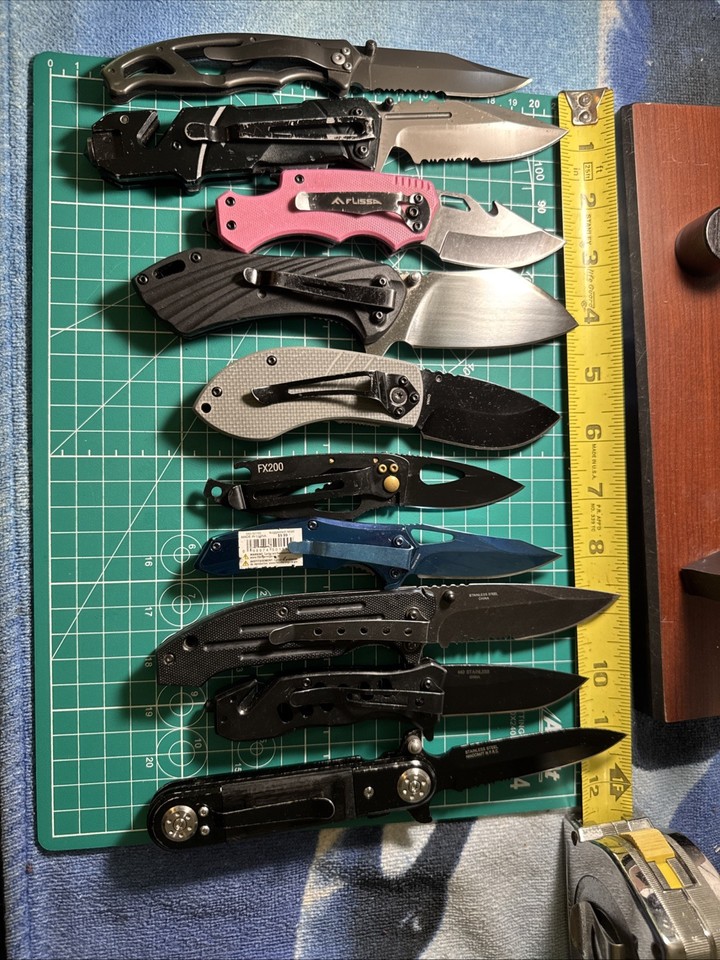LOT OF 10 BRANDED GERBER, MASTIFF, FLISSA, CAMILLUS, NRA FOLDING POCKET ...