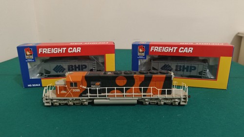 Bachmann HO DC BHP Iron Ore Loco 3086 with 2 x Life-Like BHP T6905 Coal ...