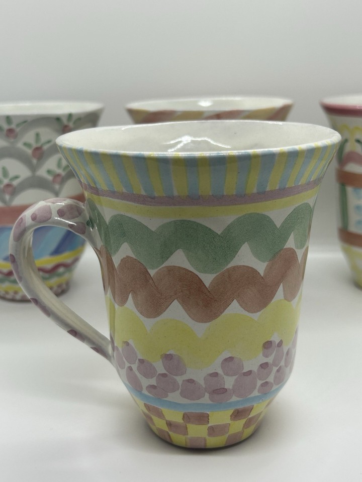 Mackenzie Childs Vintage Madison Aurora Mugs Set Of 4 | eBay