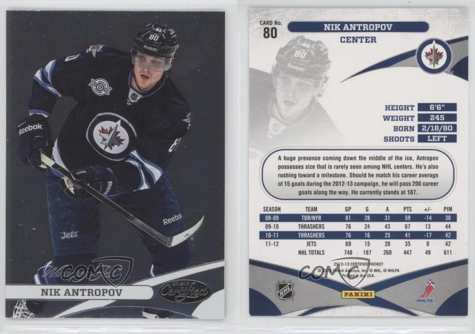 2012-13 Certified Nik Antropov #80 9ci | eBay