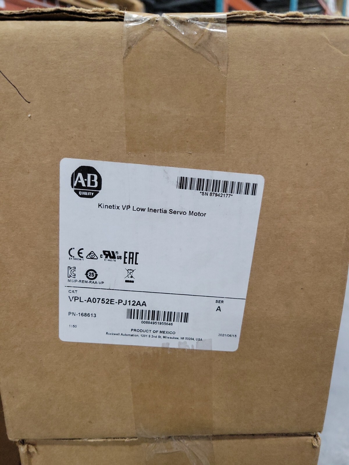 Allen-Bradley VPL-A0752E-PJ12AA VPL Low Inertia Motor - VPLA0752EPJ12AA ...