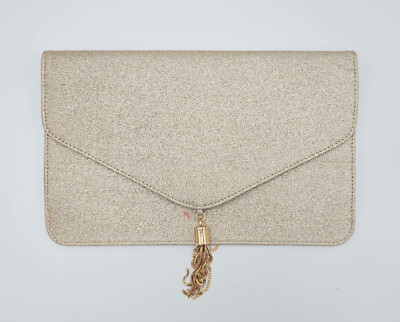 ASOS Gold Glitter Tassel Clutch Bag | eBay