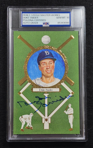 DUKE SNIDER Signed Perez Steele Postcard-HOF-LOS ANGELES DODGERS-PSA 10 ...
