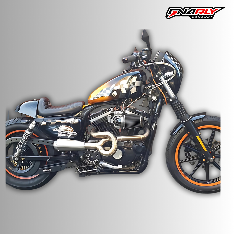 Custom 2-into-1 Blue Exhaust for Harley Sportster XL 883/1200/48 1996 ...