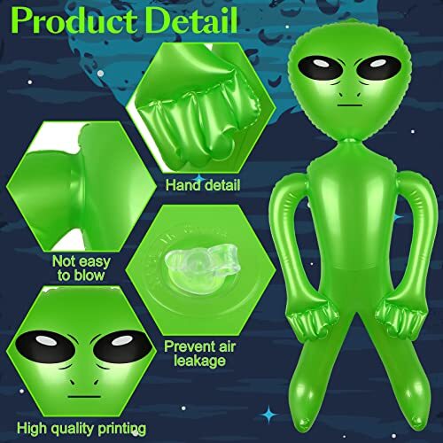 4 Pieces 63 Inch Giant Inflatable Alien Jumbo Alien Green Alien 4 Pack ...