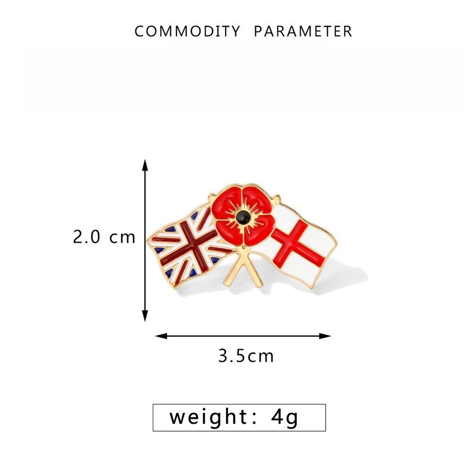 2025 Union Jack Red Poppies Pin Badge Remember Veteran Solider Brooch ...