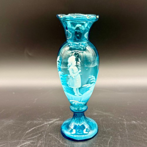 Mary Gregory Blue & White Footed Hand Blown and Hand Painted Hourglass ...