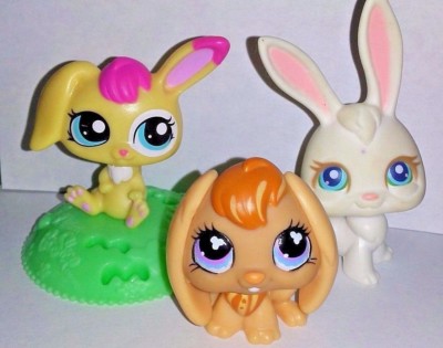 Littlest Pet Shop 3 Bunny Rabbits White #3 Orange Lop Ear #480 Yellow ...