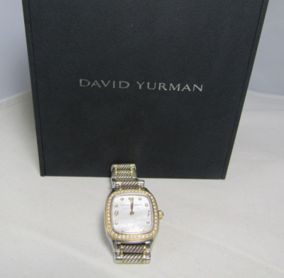David Yurman Sterling Silver & 18K Gold 25MM MOP Face Diamond Bezel ...