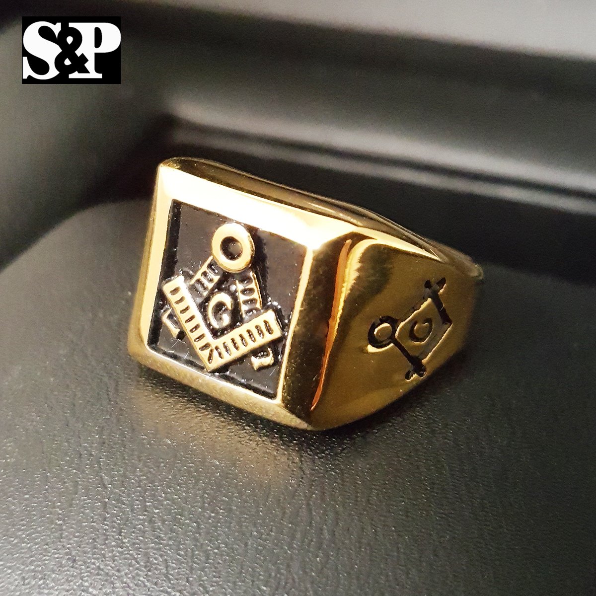 NEW MENS LUXURY RAPPERS GOLD PT HIP HOP MASONIC FREEMASON STAINLESS ...