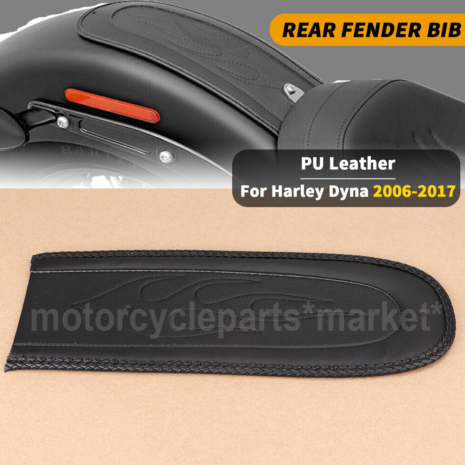 Flame Rear Fender Bib Solo Seat Black Fit For Harley Dyna FXDB FXDC ...