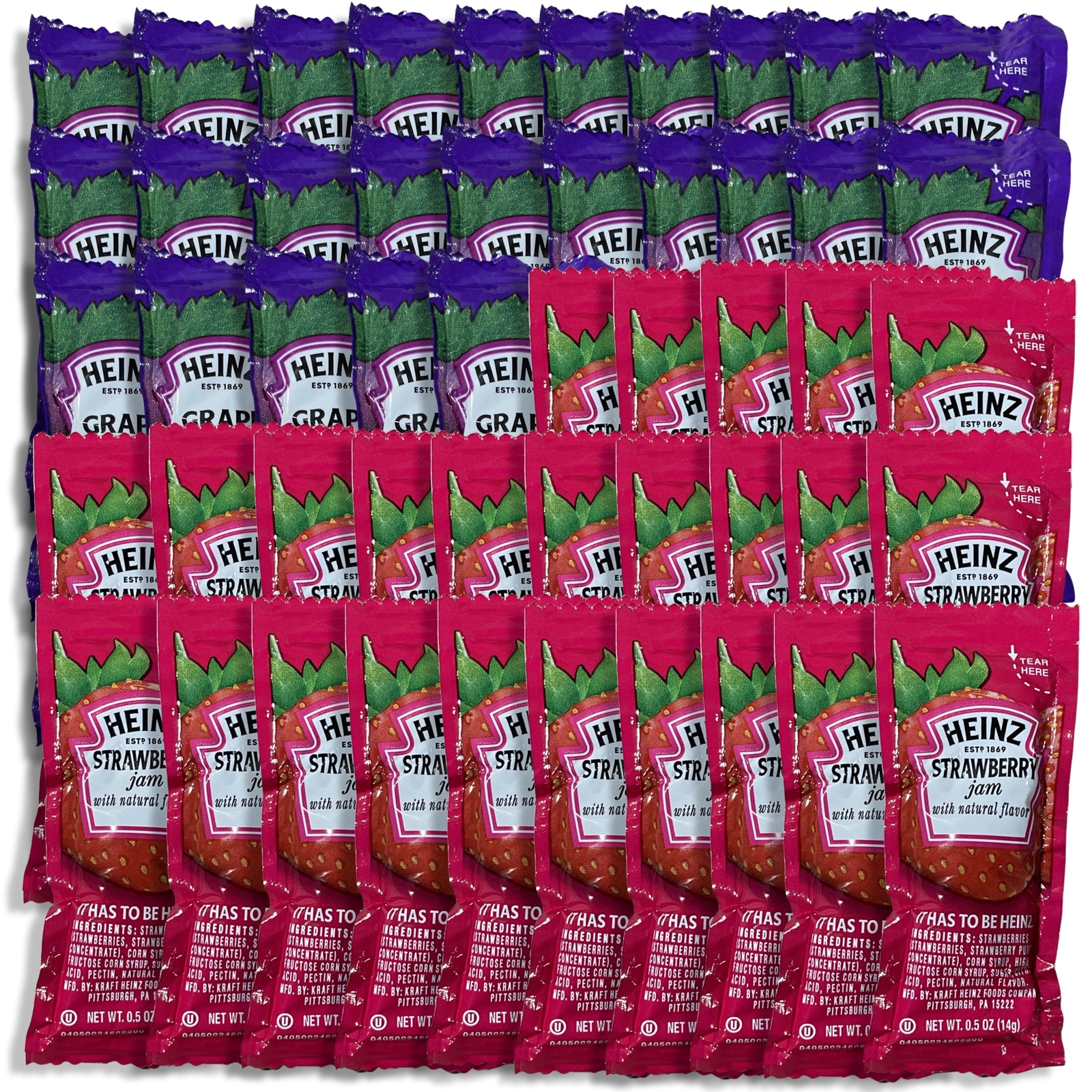 Grape Jelly & Strawberry Jam Single Serve Packets Combo | Pack of 50 ...