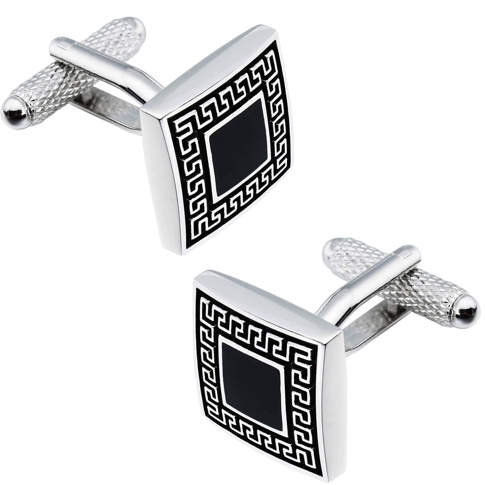 Black Patterned Enamel Cufflinks | eBay