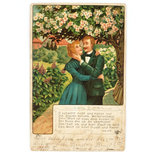 German Man Wanting Kiss Postcard c1905 Germany Love Kissing Couple ...