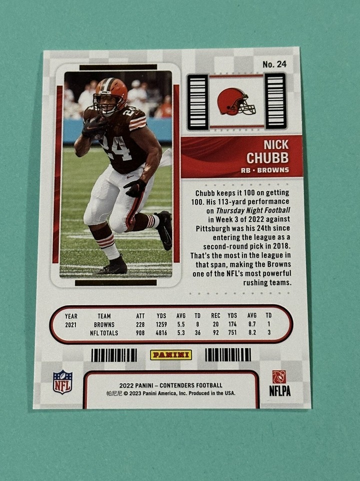 2022 Panini Contenders Nick Chubb #24 Cleveland Browns (F) | eBay
