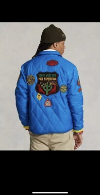 Mens Polo Ralph Lauren Quilted Coach Jacket Southwest Patches New Size Medium | eBay