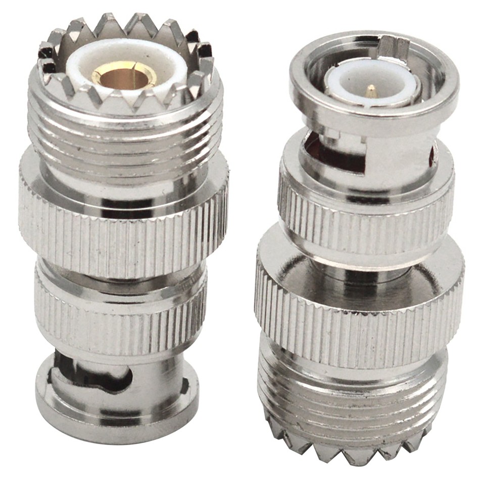 2pcs 50 ohm BNC Male Plug To UHF PL-259 SO239 Female RF Coaxial Adapter ...