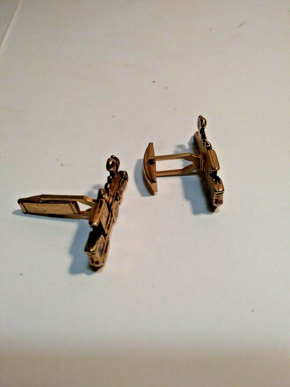 Vintage Locomotive Train Steam Engine Cufflinks Gold… - Gem