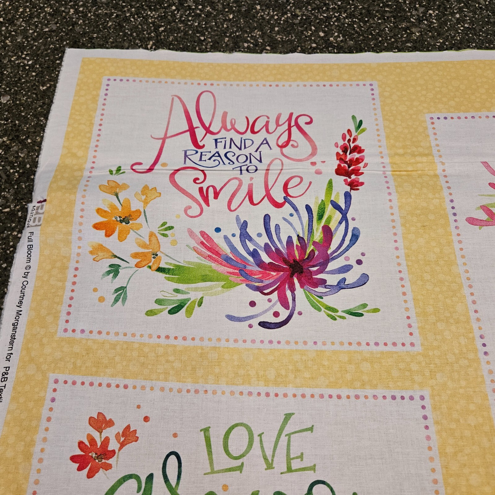 Full Bloom Panel 23x42 P&B Textiles Love Grows Here Live Life Blocks | eBay