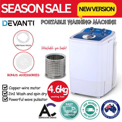 Devanti 4.6KG Mini Portable Washing Machine Outdoor Camping Caravan RV ...