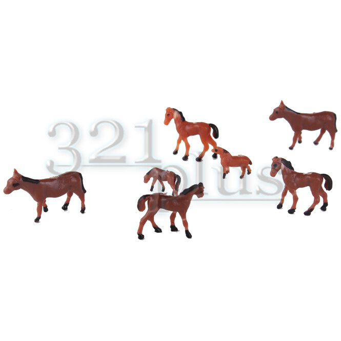 20 pcs. N Scale Farm Animals Model Horses 1:160 Scale Miniature Figures ...