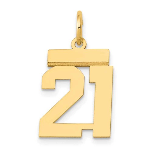 14K Gold Small Polished Number 21 Charm 883957033402| eBay