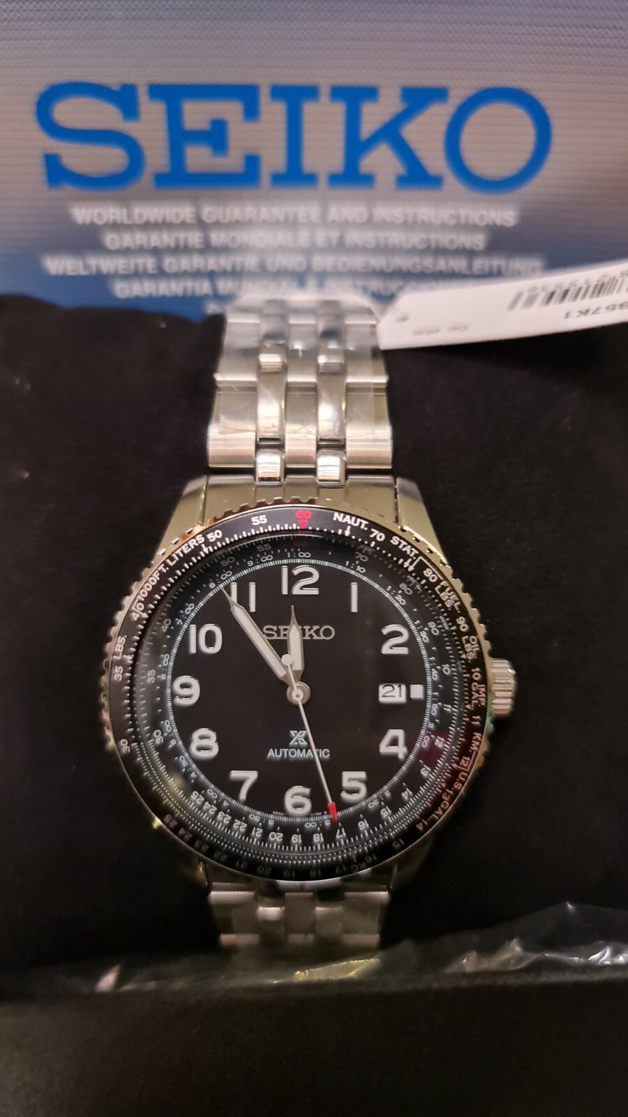 SEIKO PROSPEX SRPB57 Sky NaviTimer Pilot Aviator Watch 4R35 Steel ...