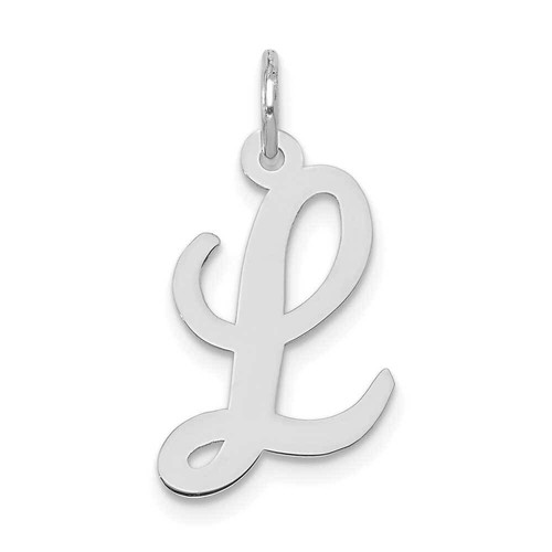 14k White Gold Medium Script Letter L Initial Charm | eBay