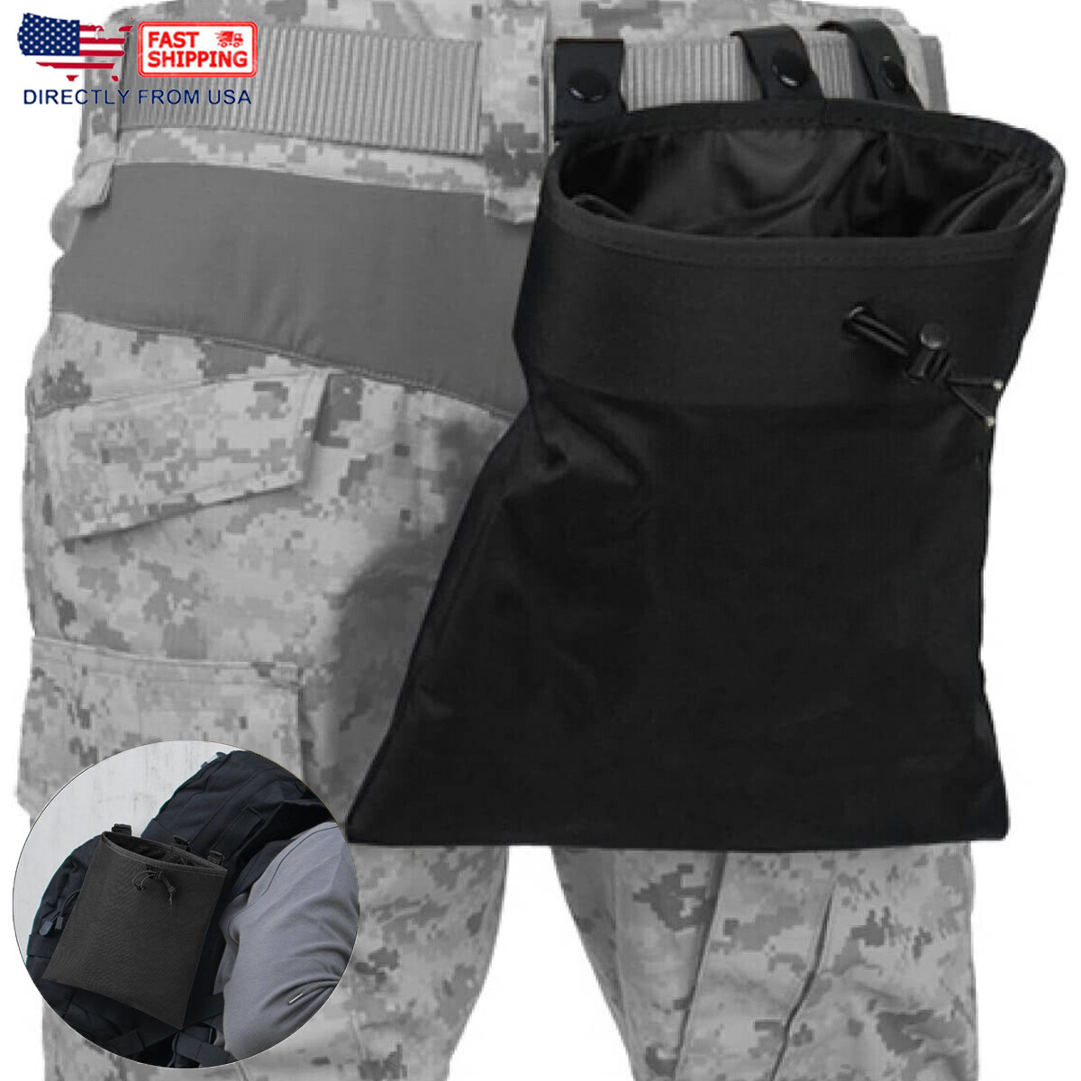 Military Tactical MOLLE Large Dump Pouch Magazine Drop Pouch Utility ...