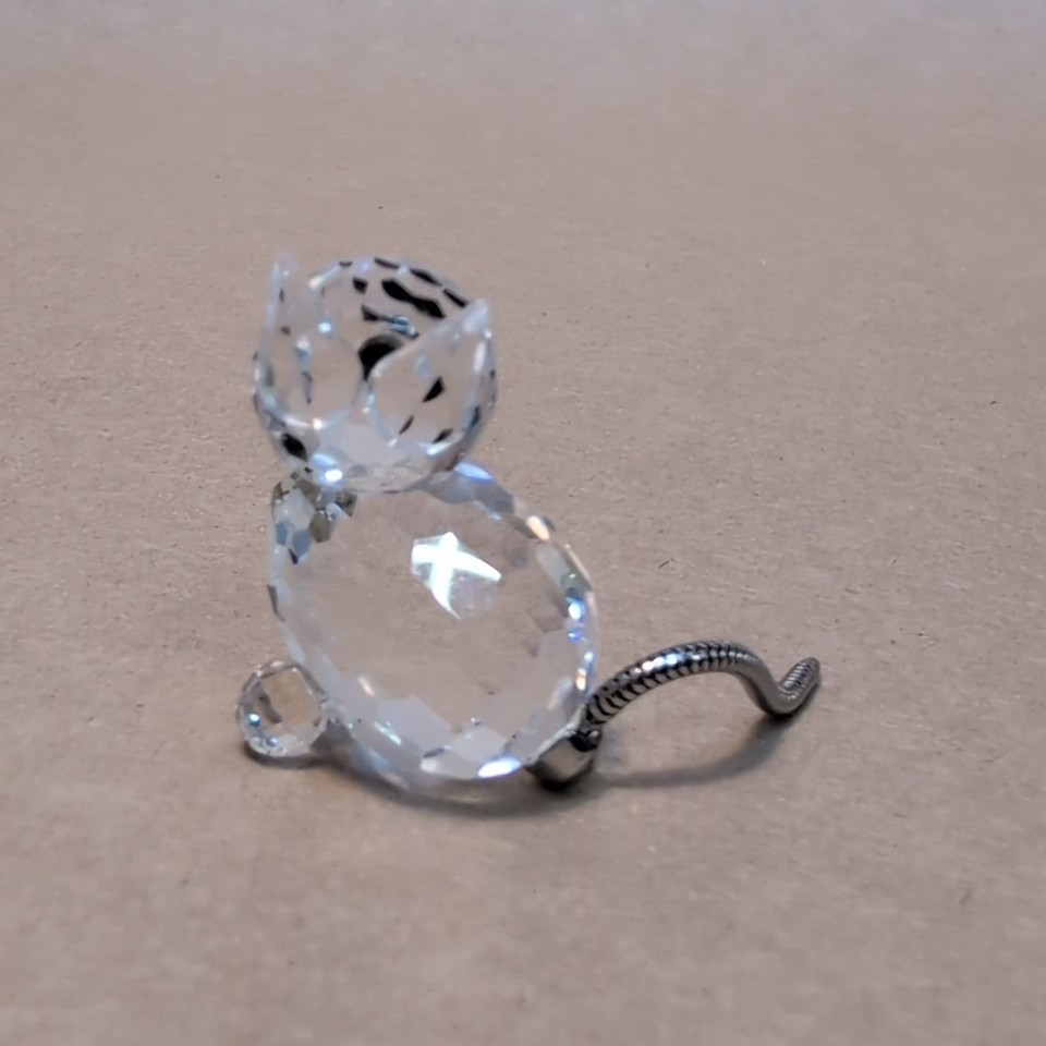 Vintage Small Swarovski Crystal Glass Cat Kitten Figure With Metal Tail ...