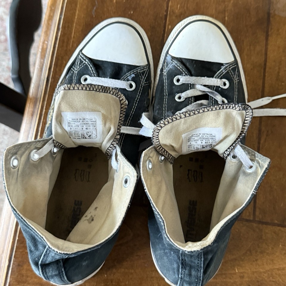 TRASHED Converse ALL STAR High Tops Men Size 9 Women 11 Destroyed Worn ...