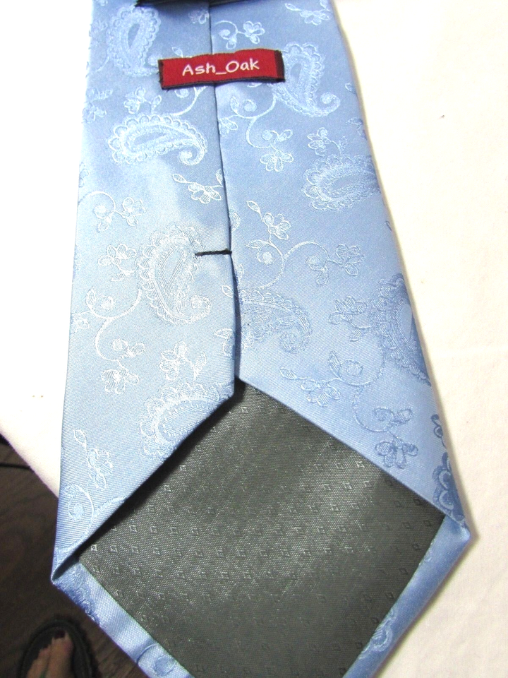 Light Silver Baby Blue Paisley Ash Oak Classic Men's Neck Tie Wedding ...