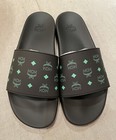 MCM Slides Men’s Black/Green Monogram Print Rubber Slides Shoes US 10 ...