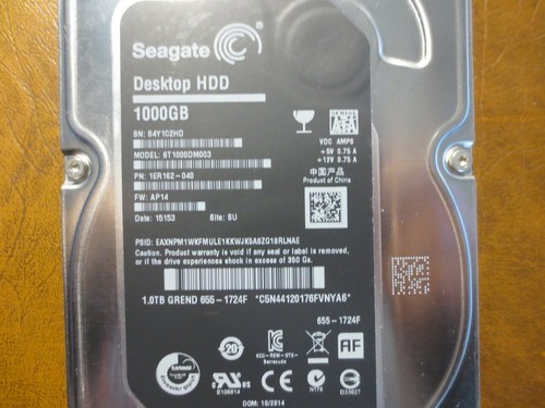 Seagate ST1000DM003 1ER162-040 FW:AP14 SU Apple #655-1724F 1,0 TB 3,5 ...