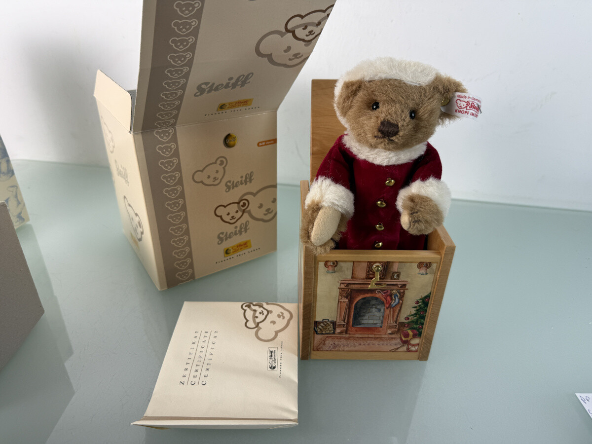 Steiff Tier 038419 Santa in the Box 23 cm Top Zustand