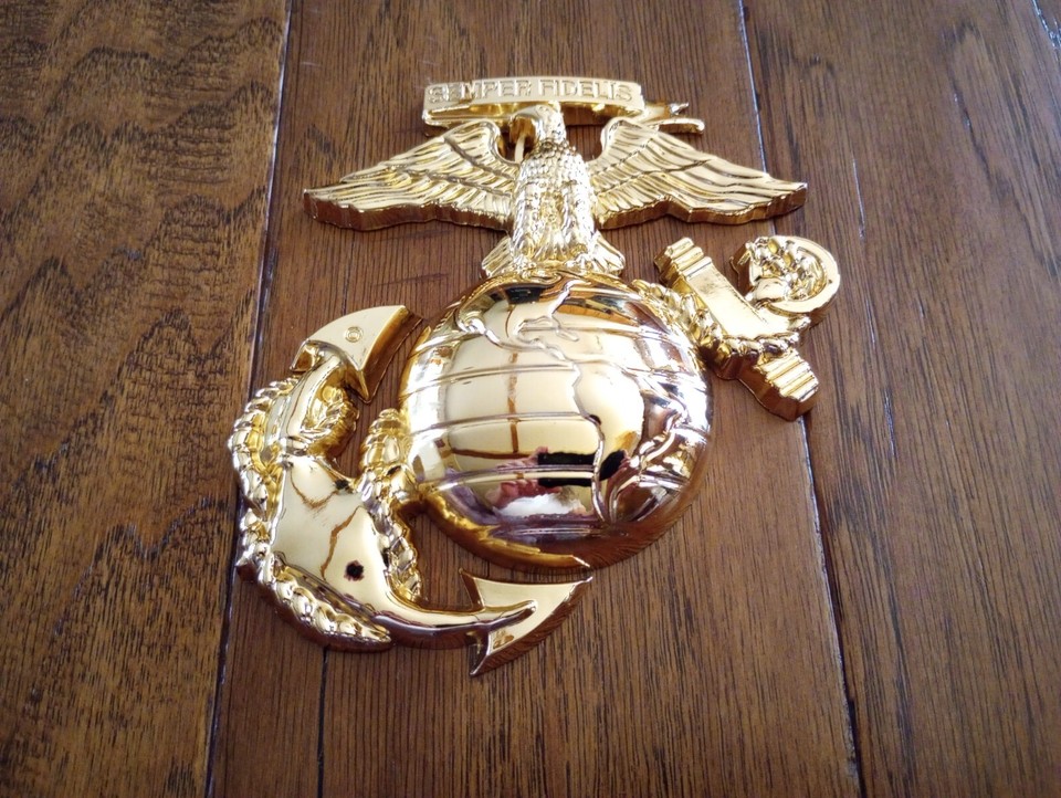 U.S MARINE CORPS EGA GOLD OVERSIZED EAGLE GLOBE & ANCHOR WALL MEDALLION ...