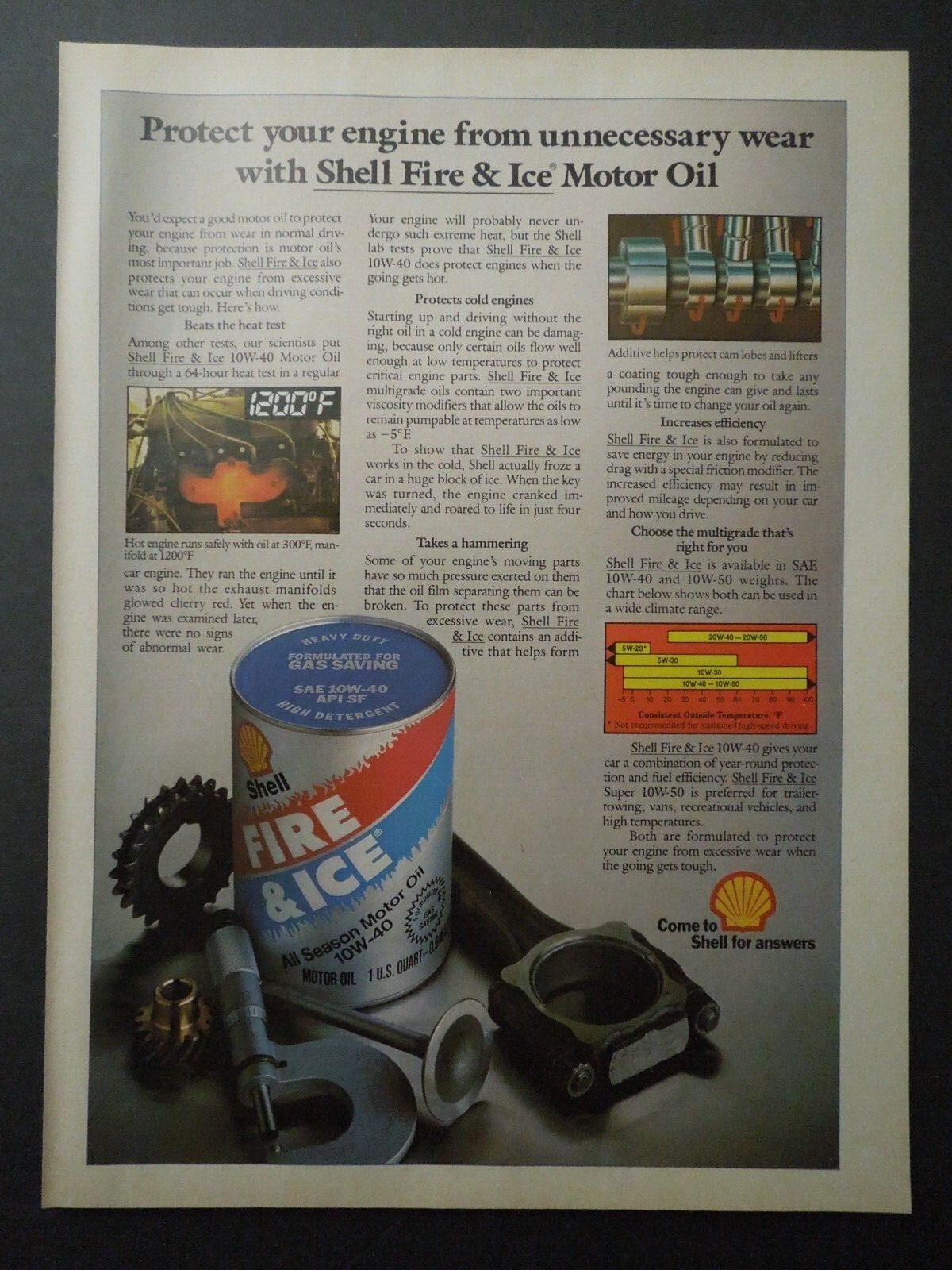 1981 SHELL Fire & Ice All Season Motor Oil Magazine Ad | eBay