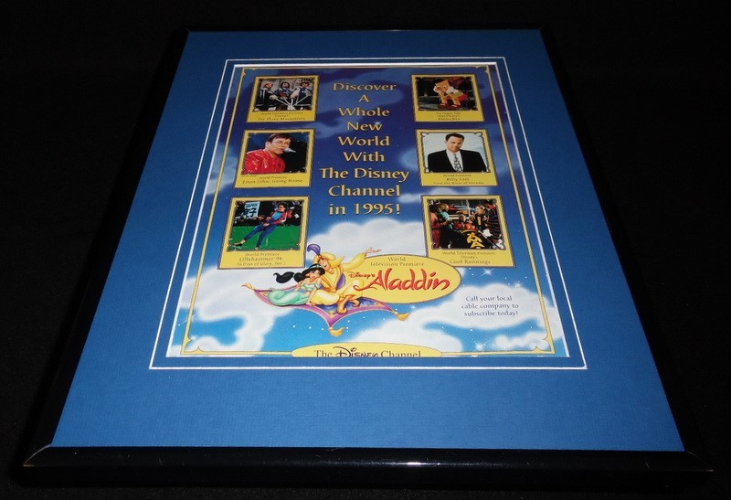 Disney Channel 1995 Framed 11x14 ORIGINAL Advertisement Aladdin Billy ...