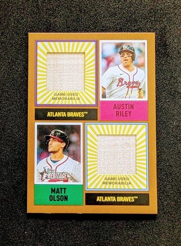 2025 Topps Heritage Dual Player Relic Austin Riley/Matt Olson Gold #23/ ...